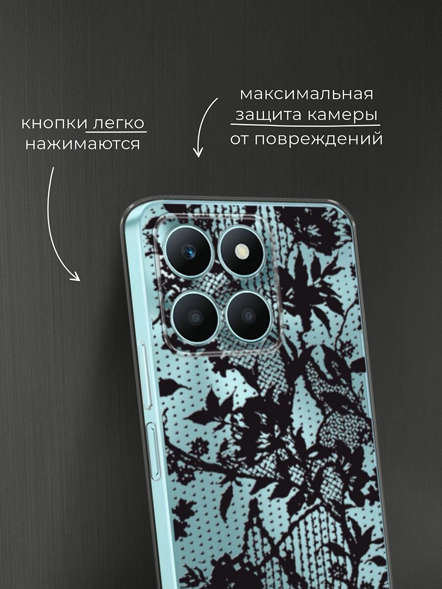 Чехол на Honor X6A / Хонор X6A с принтом "Черная сетка" — фото 1