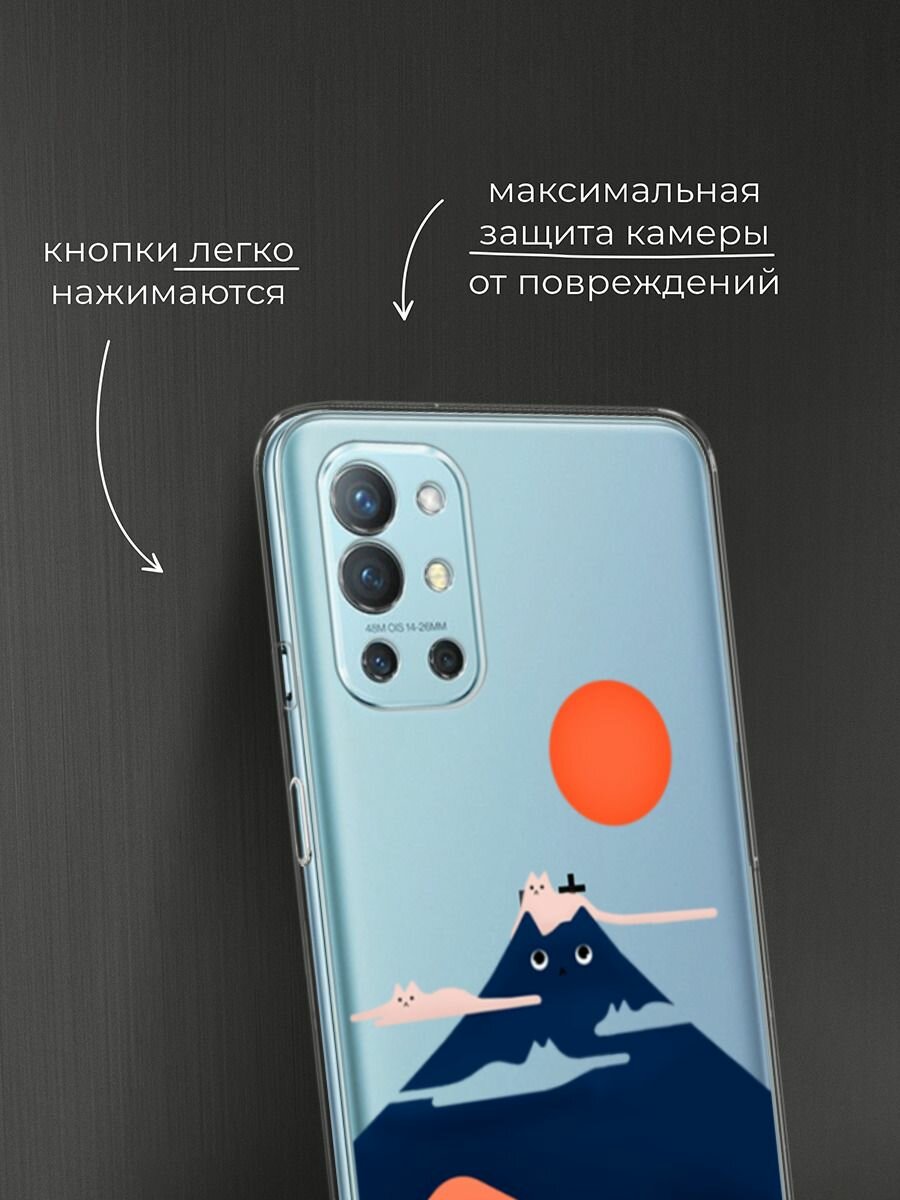 Чехол на OnePlus 9R / ВанПлас 9R с принтом "Кот-гора", прозрачный — фото 1