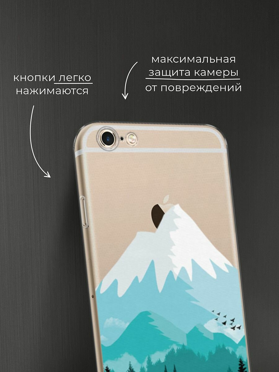 Чехол на Apple iPhone 6 Plus/6S Plus / Айфон 6 Плюс/Айфон 6С Плюс с принтом "Синяя снежная гора", прозрачный — фото 1
