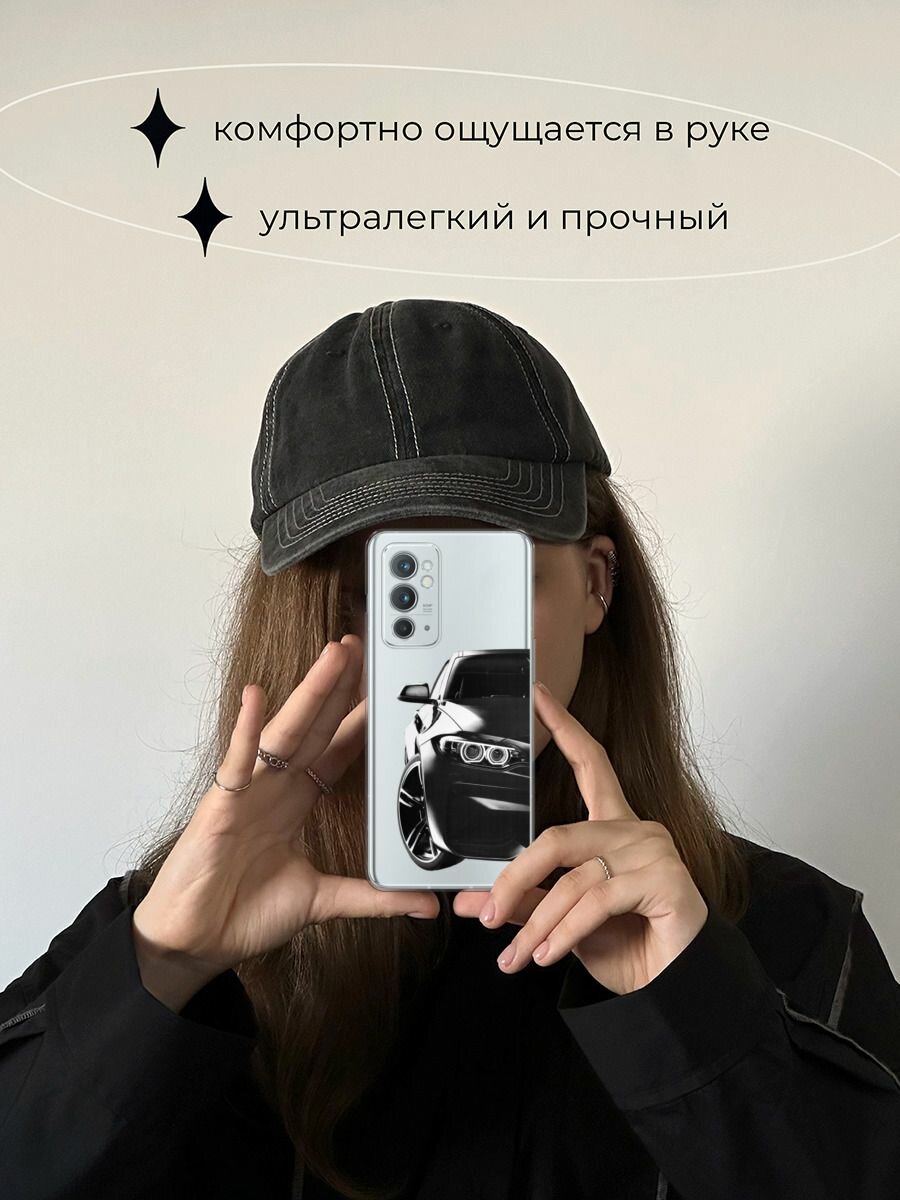 Чехол на OnePlus 9RT / ВанПлас 9RT с принтом "Крутая черная машина", прозрачный — фото 1