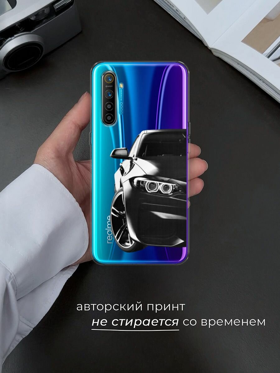 Чехол на Realme XT / Реалми XT с принтом "Крутая черная машина", прозрачный — фото 1