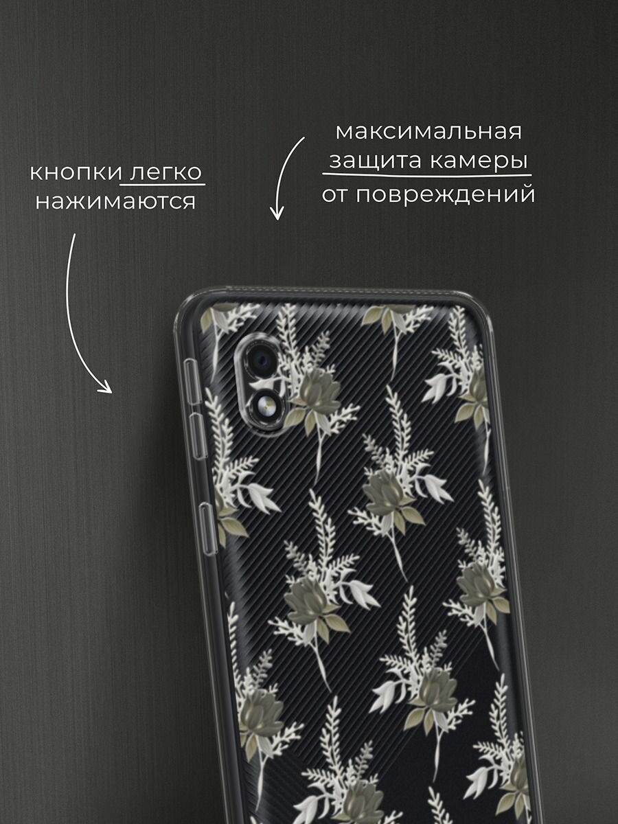 Чехол на Samsung Galaxy A01 Core / Самсунг Галакси А01 Core с принтом "Паттерн цветы сепия" — фото 1