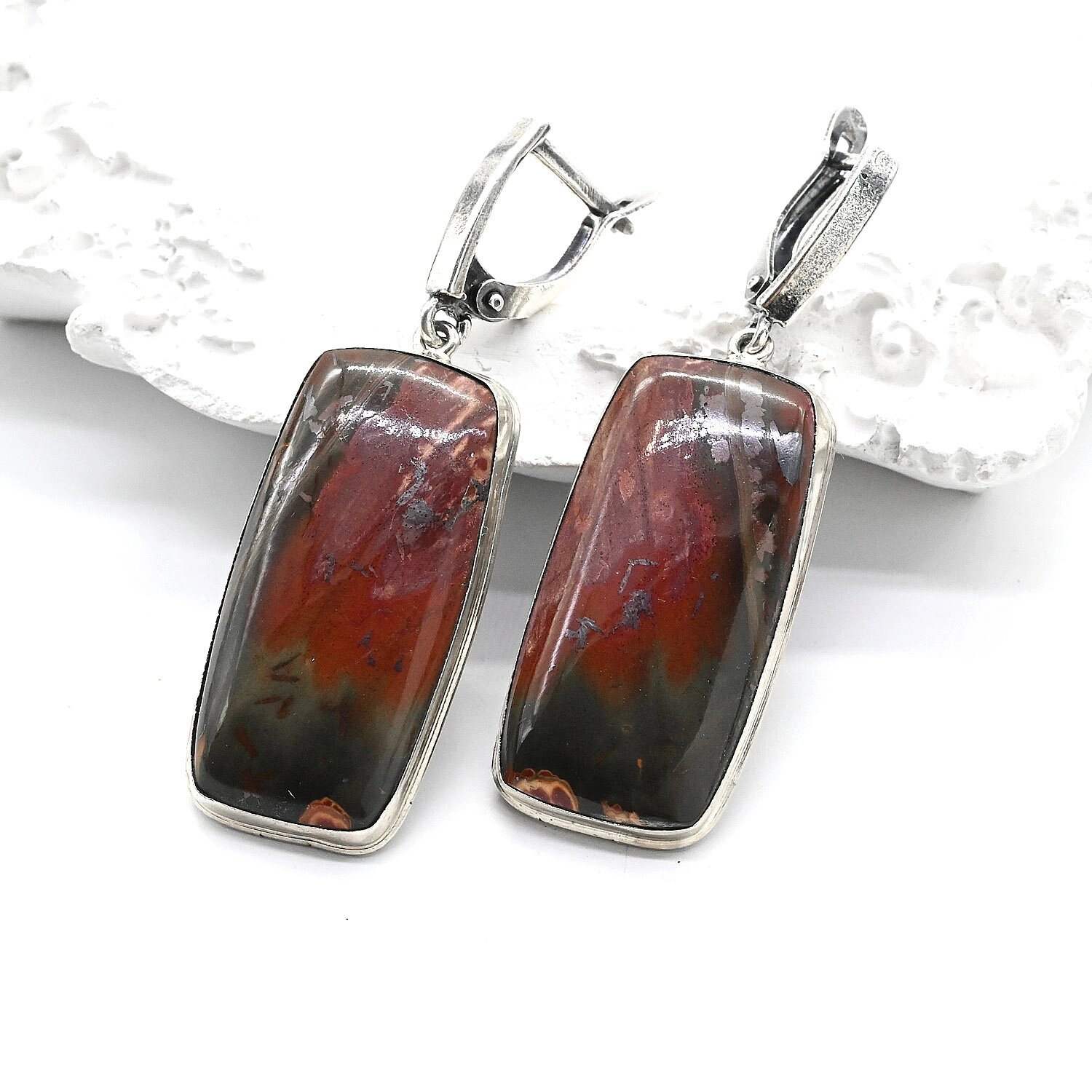 Серьги, яшма