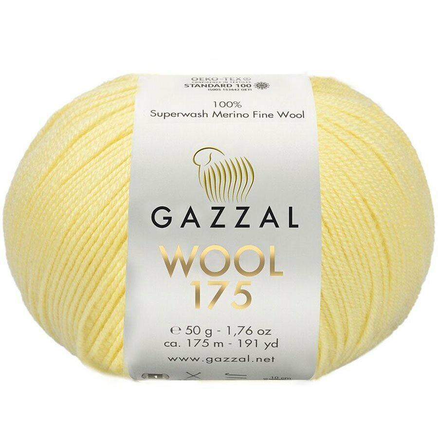Пряжа Gazzal WOOL 175 352 лимон (5 мотков)