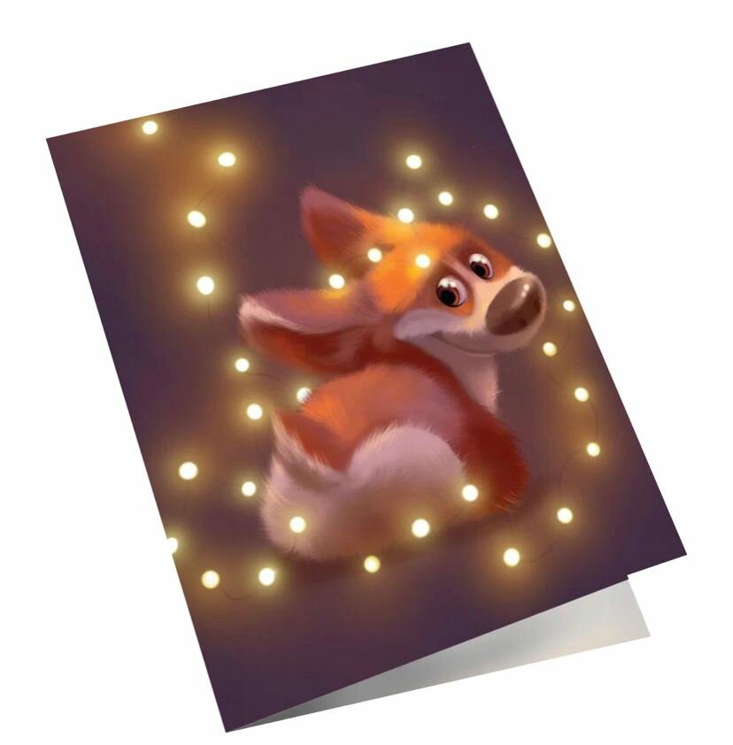 Мини-открытка "Милый корги", 6,5x8см, универсальная, разноцветная, 1шт