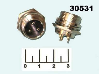 Разъем 3pin штекер хром GX16 (MIC-16-3)