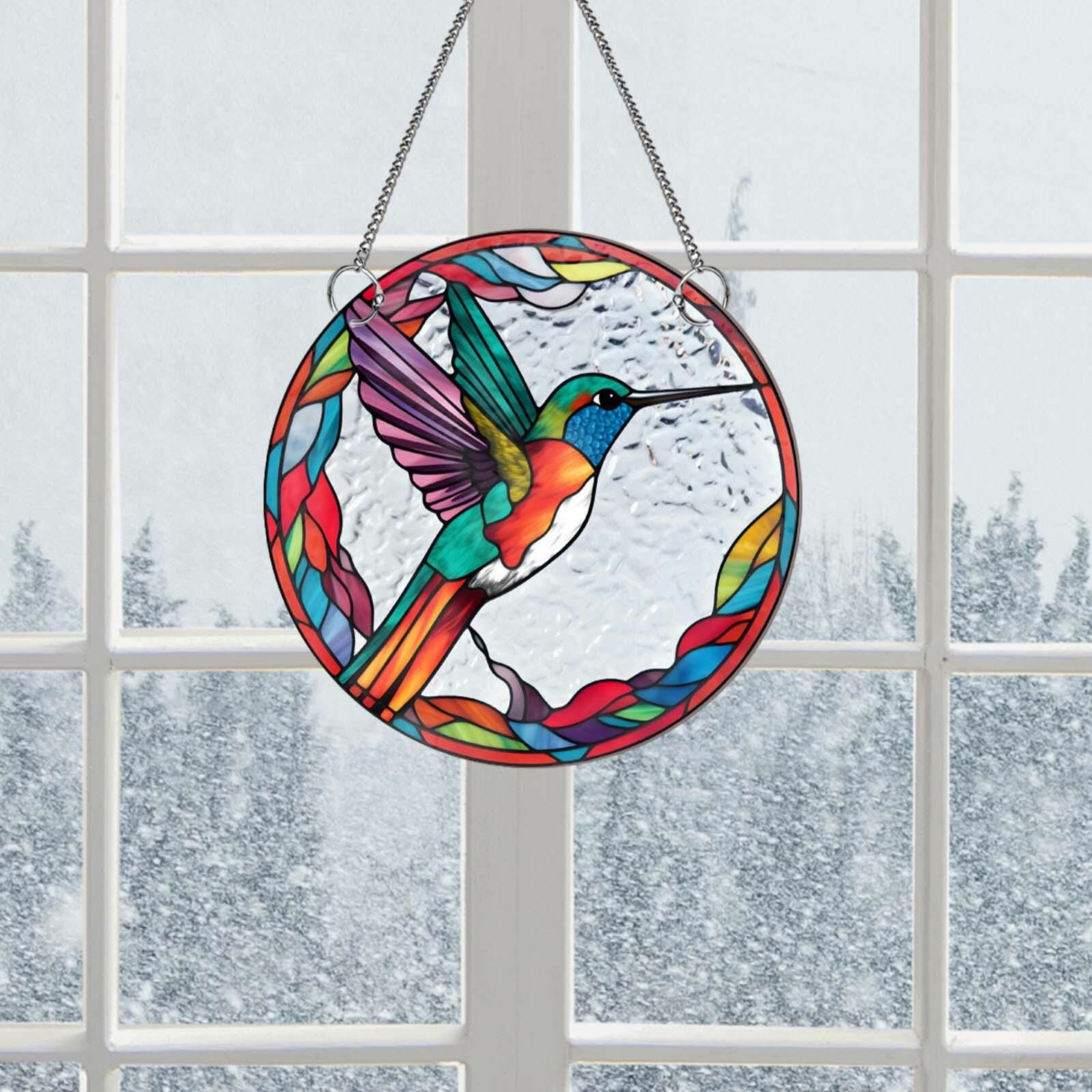 Витражная подвесная панель в помещении Диаметр: около 20 см