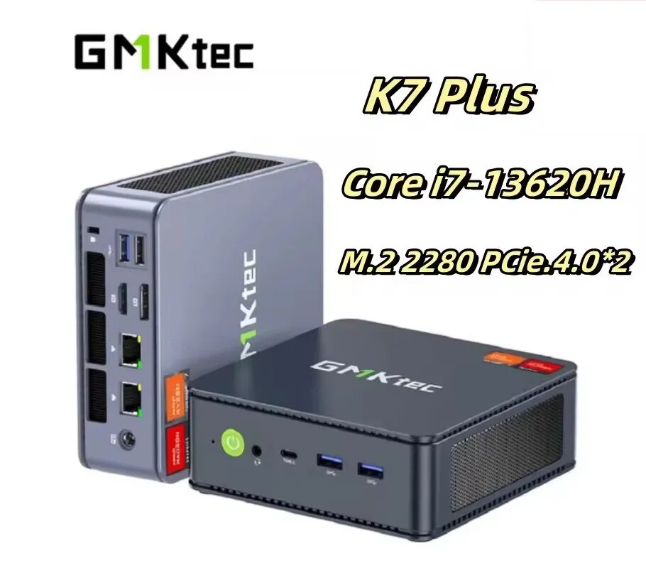 GMKtec K7 PLUS Intel i7-13620H мини-пк Windows11Pro DDR5 32 ГБ 1 ТБ NVME SSD PCie4.0 WIFI6 BT5.2 Настольный геймерский компьютер 2*2,5G Lan