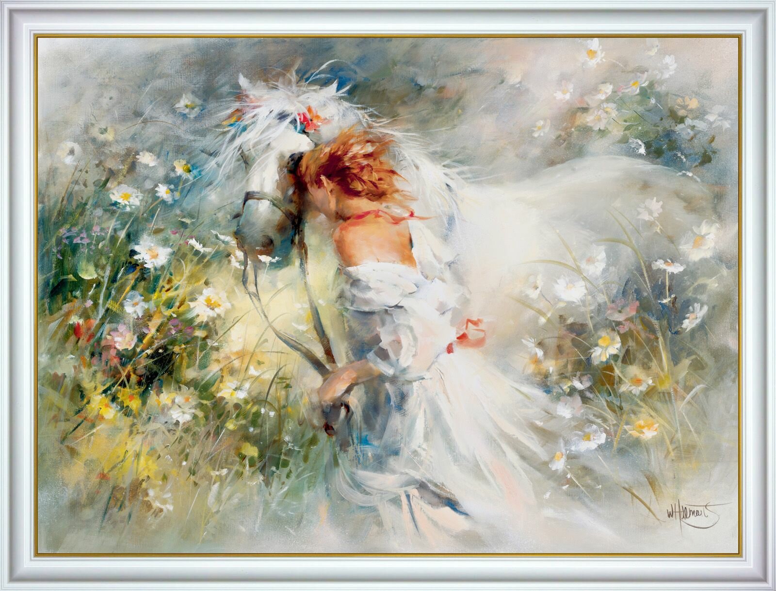 Картина на холсте, "Белый сон", 80х60 см, художник - Willem Haenraets. Холст на деревянном подрамнике, оформлена в багет, Арт. ХВ-х1