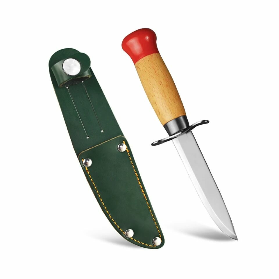 Нож с фиксированным клинком и деревянной ручкой скандинавского типа