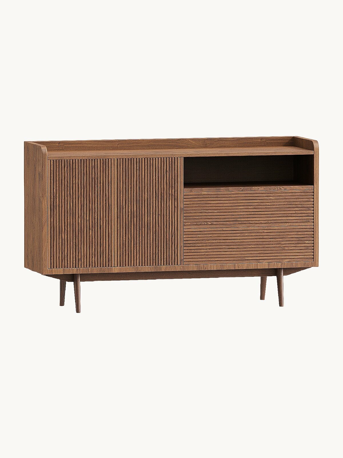 Комод для вещей Puzzlemebel Форест, тумба на ножках с полками и выдвижными ящиками, длина 150 см, венге