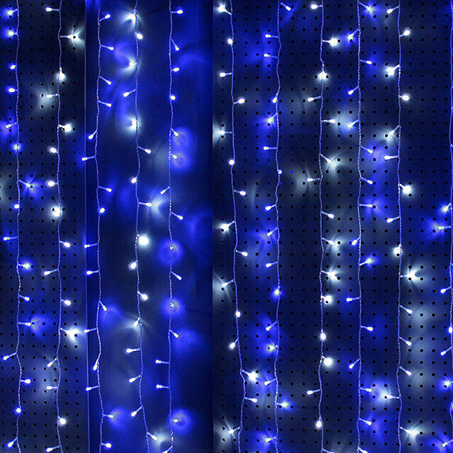 Светодиодный дождь 2.4*1.5 м, 500 холодных белых/синих LED ламп, прозрачный ПВХ, соединяемый, IP44, Snowhouse (Сноухаус), OLDCL500-BW-E