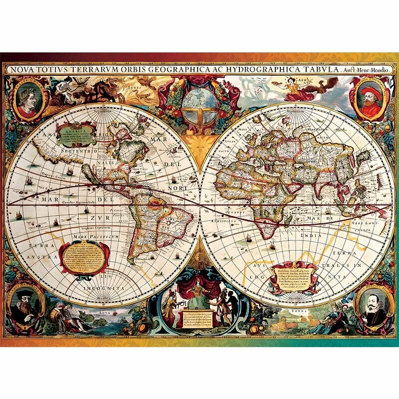 Большой и сложный деревянный пазл на 1000 деталей для взрослых, карта мира в стиле ретро, современная географическая