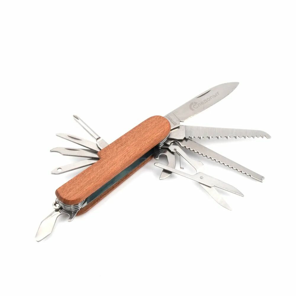 Мультитул "Следопыт" 11 предметов, деревянная ручка/240/ PF-MT-12