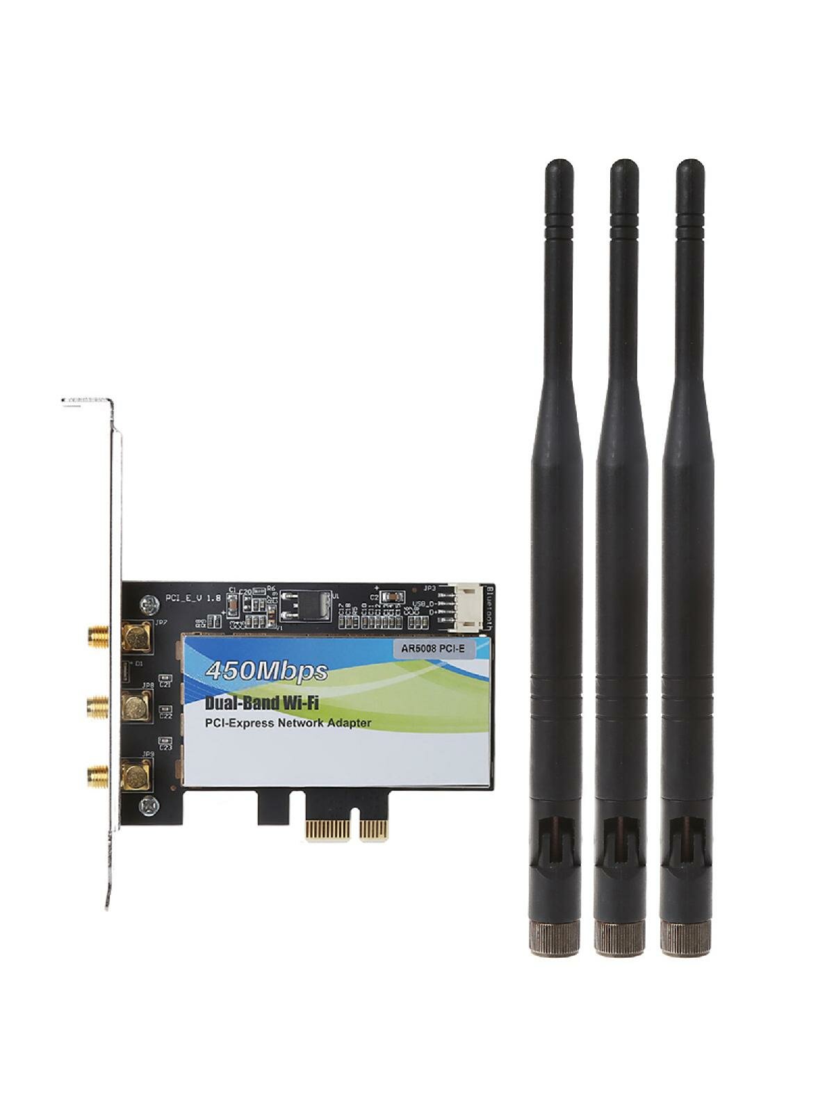 PCI-E 2.4G+5G Dual Band Wifi 300/450M Desktop PCI-Express Wlan Card For INTEL6300 AR5008 Three-antenna for AMD or for In