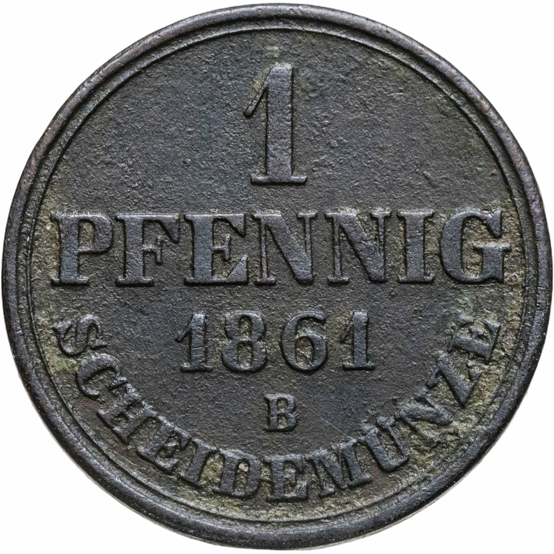 Ганновер 1 пфенниг 1861, Медь, в сохранности VF