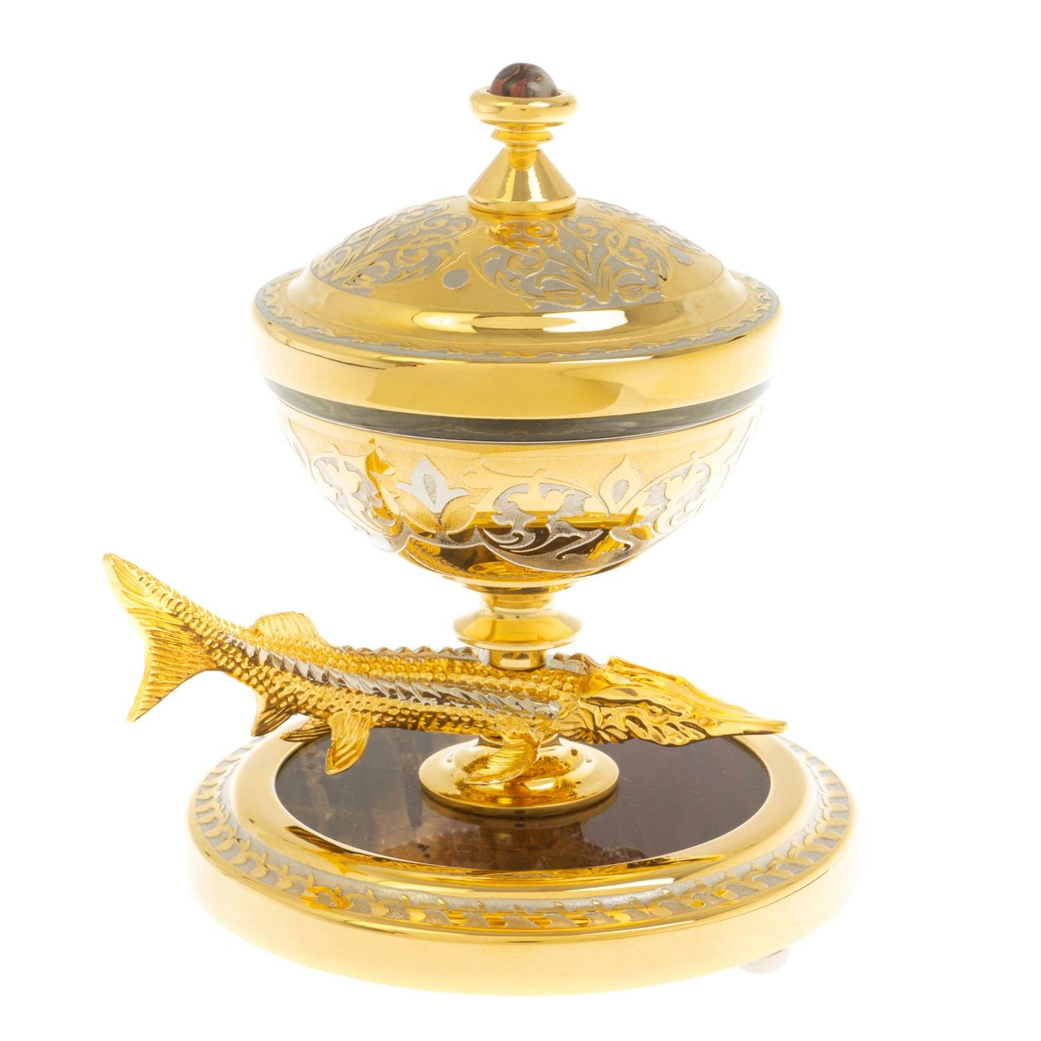 Икорница "Стерлядка" из яшмы Златоуст 130055