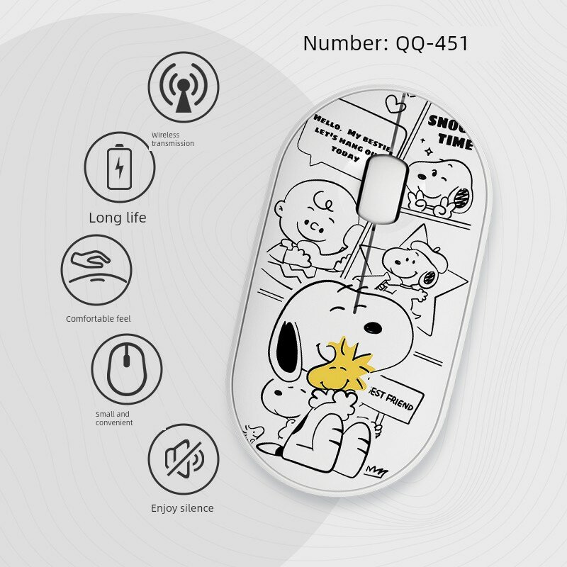 Беспроводная сенсорная мышь Snoopy Silent 3-режима (Bluetooth 2.4G USB) для телефона планшета iPad настольного ПК