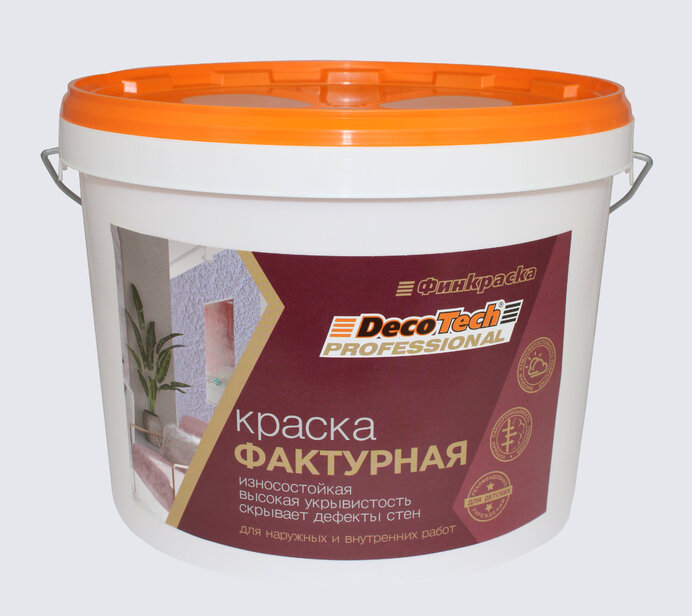 Краска Decotech PROFESSIONAL фактурная латексная супербелая матовая 4,5кг