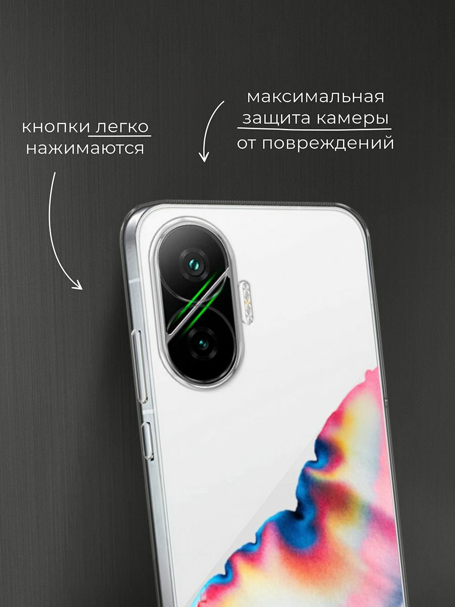 Чехол на Poco F7 / Поко F7 с принтом Розовая акварель, прозрачный — фото 1