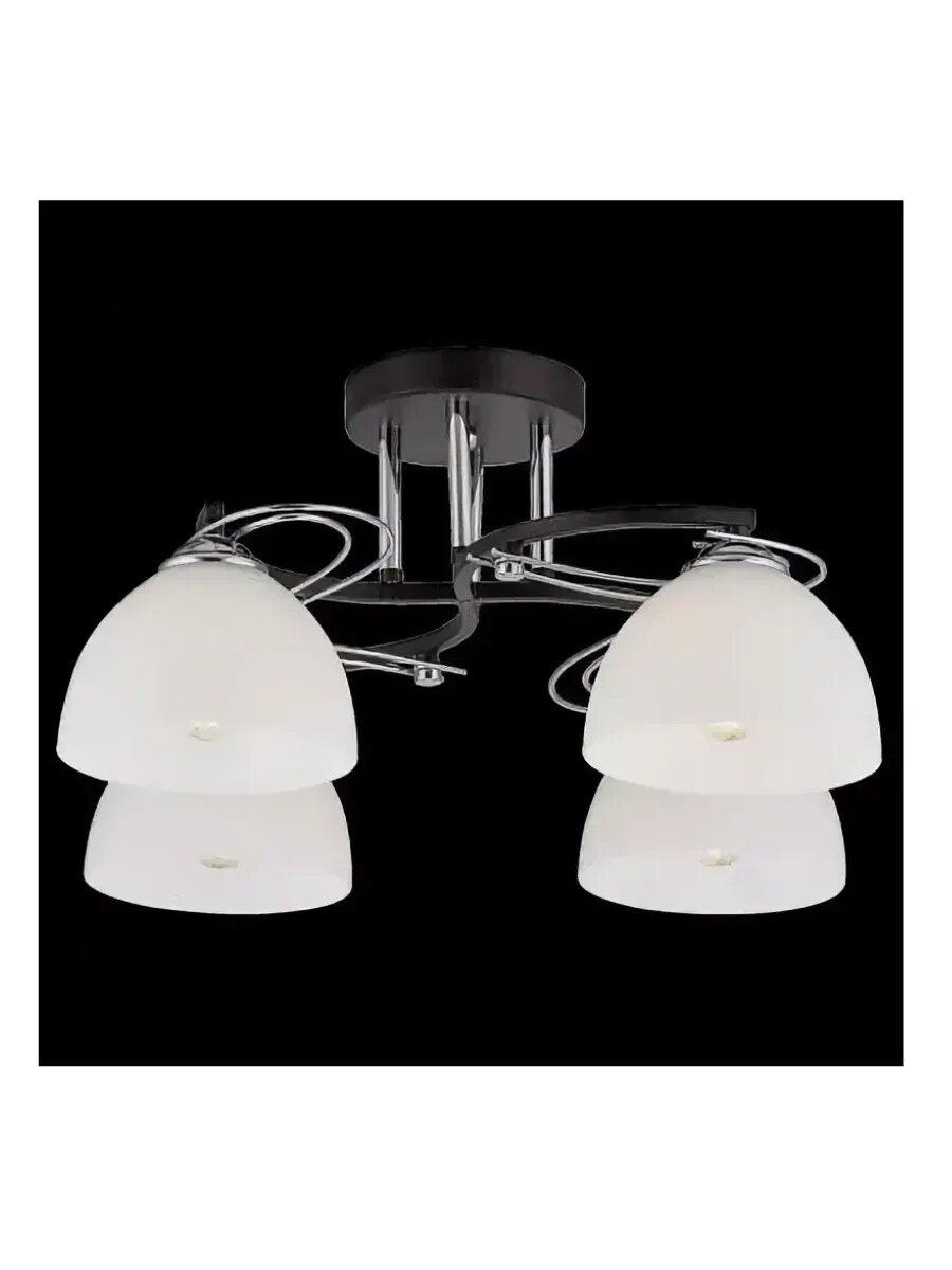 Люстра newrgy lighting 2934/4BK+CR, черный, хром, белый матовый, цоколь E27, 60 Вт, свет нейтральный белый, для кухни