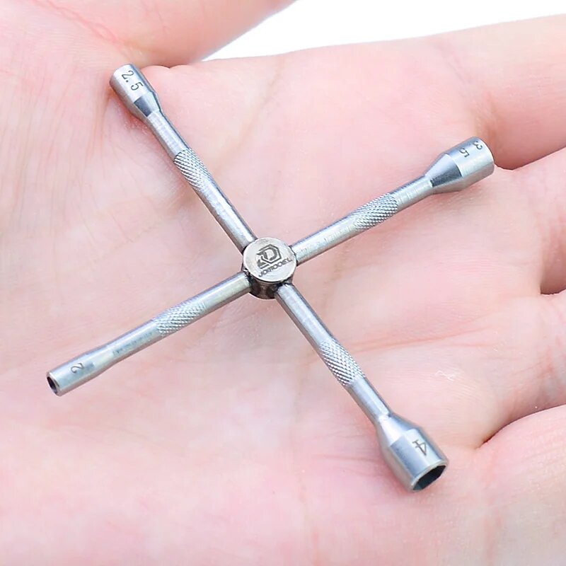 JDMODEL Stainless Steel Cross Sleeve 2.0/2.5/3.0/4.0mm External Hexagonal Screwdriver for Tamiya RC Dump Truck Scania Car Tool