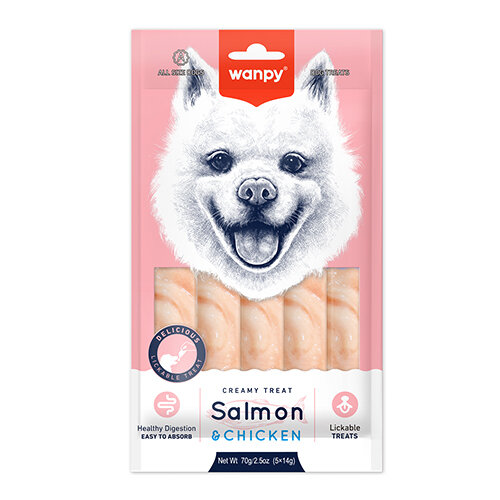 Лакомство Ванпи для собак Нежное пюре из Лосося и курицы 14г х 5шт