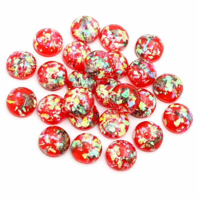 Кабошоны Wadsfred 40 шт, смешанные цвета 8mm, Красный, Red