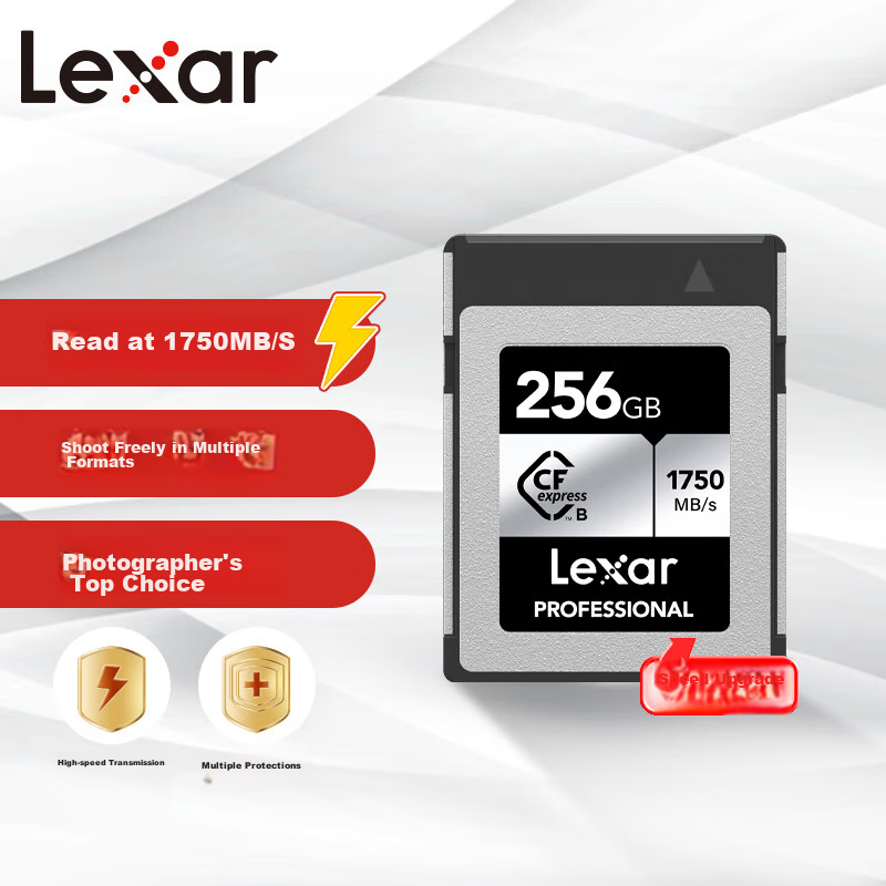 Lexar 256GB CFexpress Type B Memory Card, Read Speed 1750MB/s, Compatible with Fuji, Canon, Nikon, 8K Ultra HD Recording, CFexpress Card (SILVER)