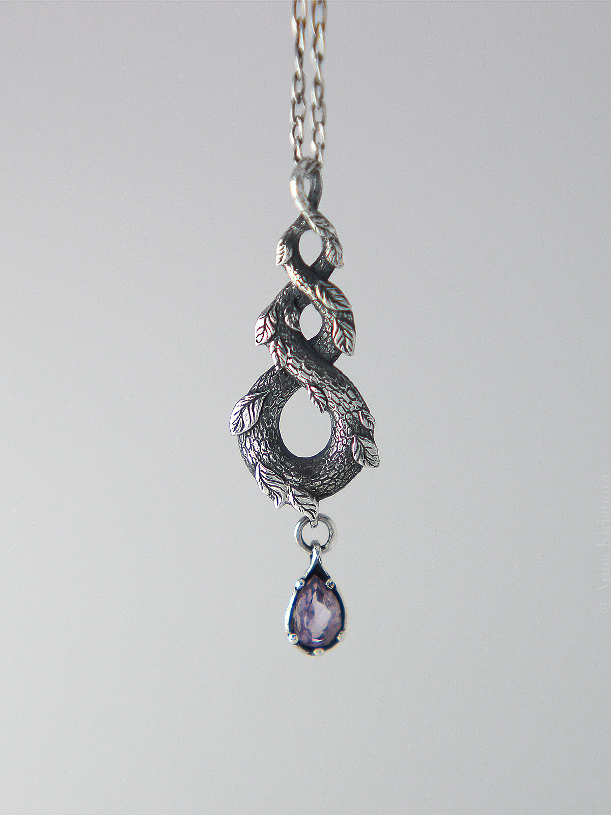 Подвеска, серебро, 925 проба, оксидирование, чернение, аметист