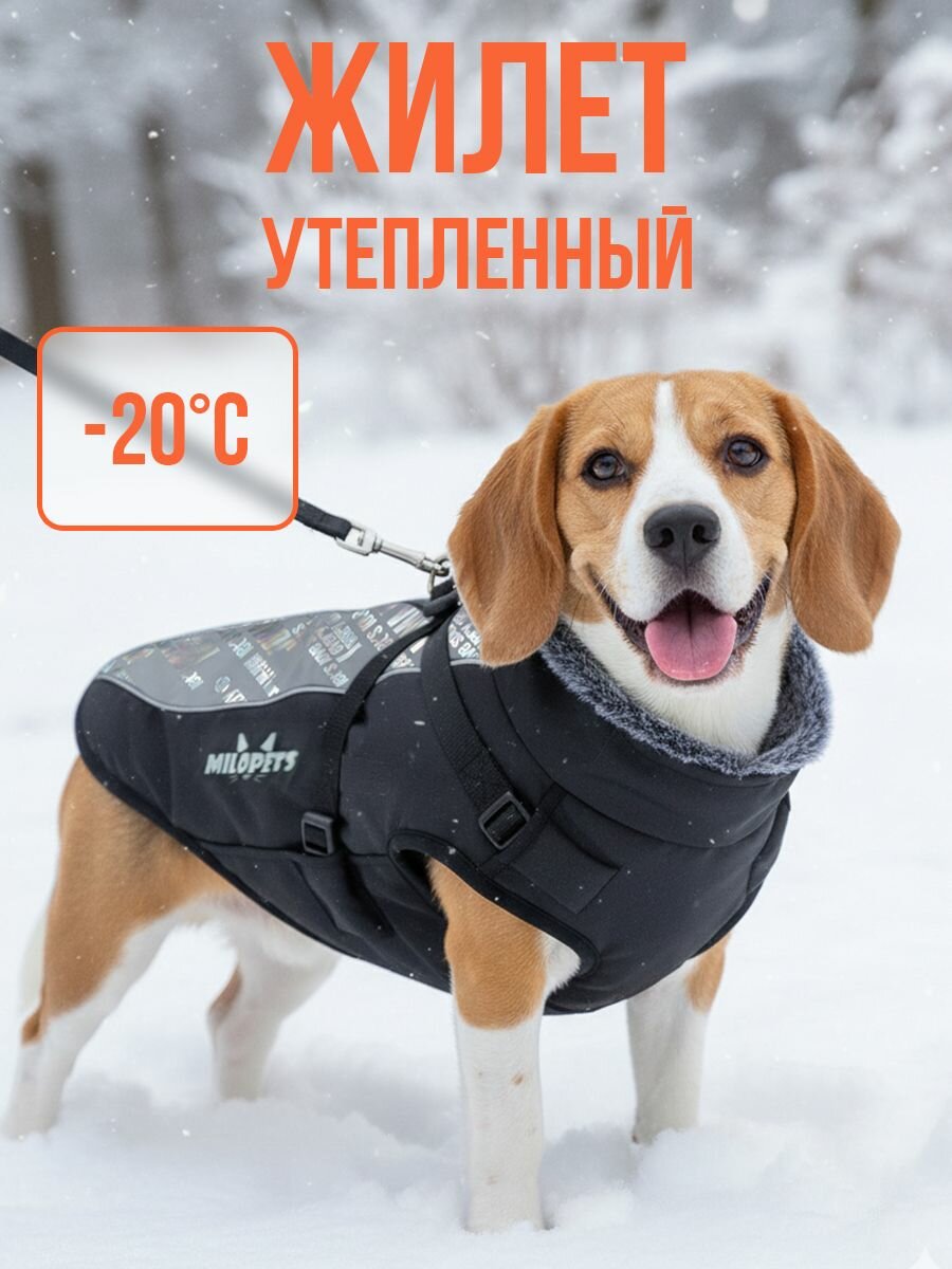 Зимний жилет для собак средних пород MiloPets, с шлейкой, 2XL