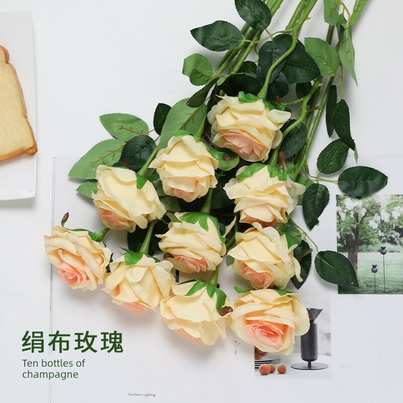 Украшение вазы для гостиной, цветочная композиция, хрустальное стекло, стиль, скандинавская роза, искусственный цветок,