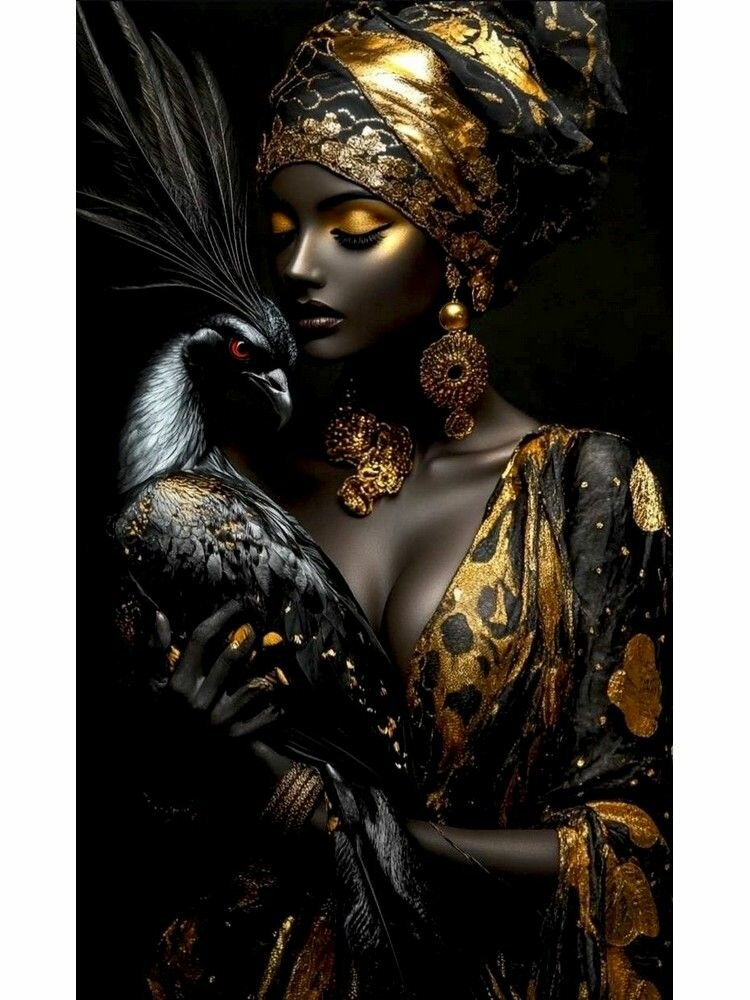 Алмазная картина "Портрет в профиль африканской женщины. Девушка из этнического меньшинства." / Алмазная вышивка /40x50cm