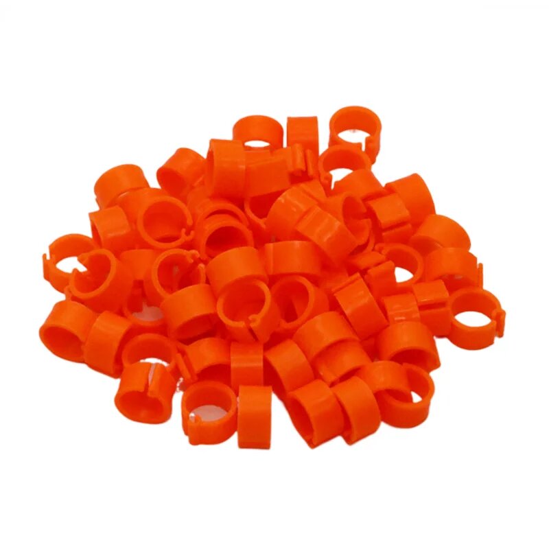 Пластиковые кольца для ног птиц 100 шт. Оранжевый, Оранжевый