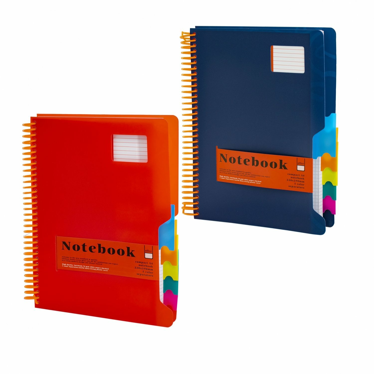 Тетрадь 200л, А4, клетка, Alingar , спираль, пластиковая , цветные пластиковые разделители, синяя, 1шт.