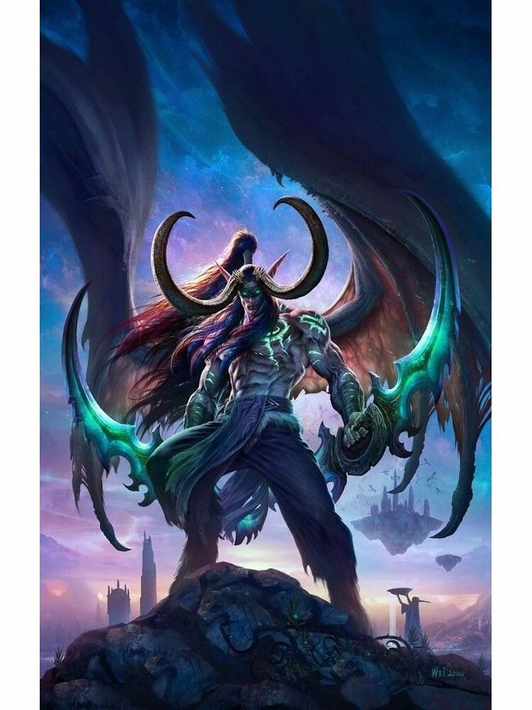 Алмазная картина "Дота 2 Иллидан" / Алмазная вышивка / Круглые стразы 40х50 см