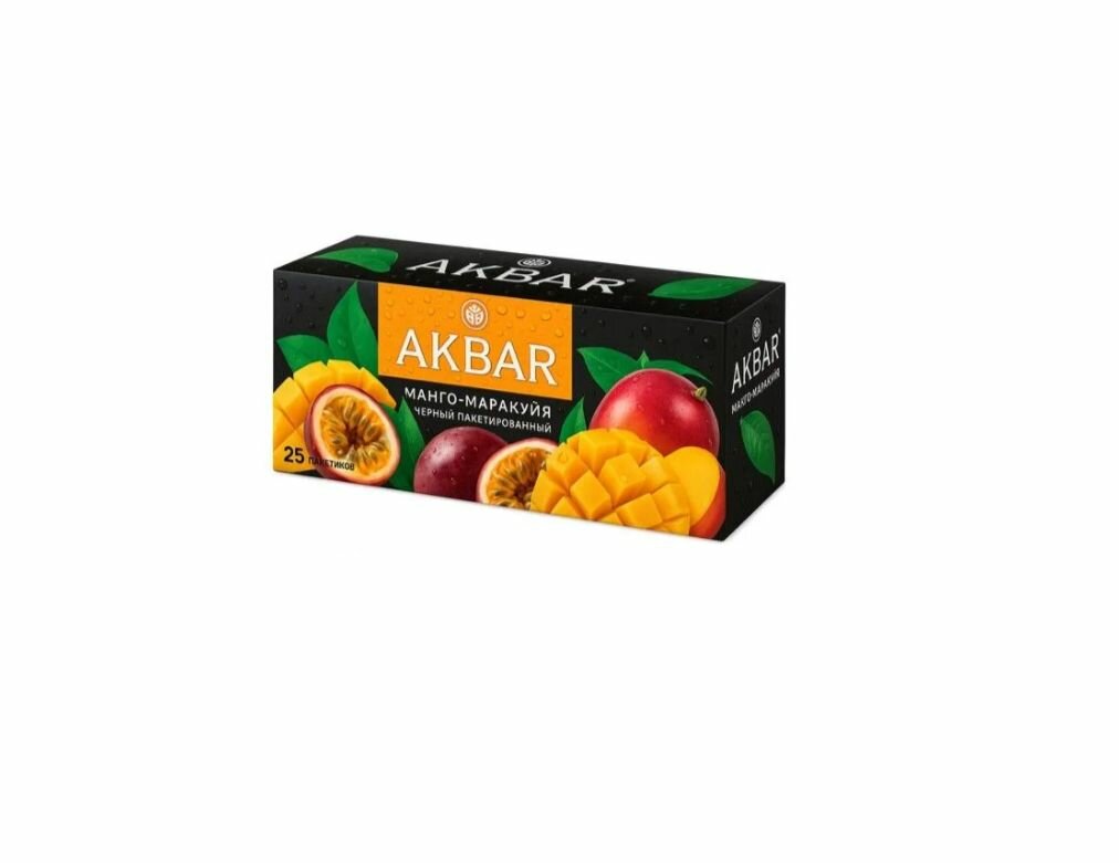 Akbar Чай черный Манго и миракуйя 25 пак по 1.5 г