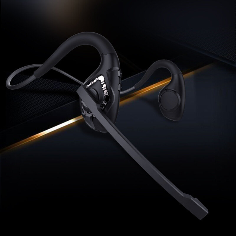 Гарнитура с подвесным креплением для ушей, воздушно-кондуктивная, костно-кондуктивная, шумоподавляющая, низкая задержка, для драйвинга бизнеса, черный