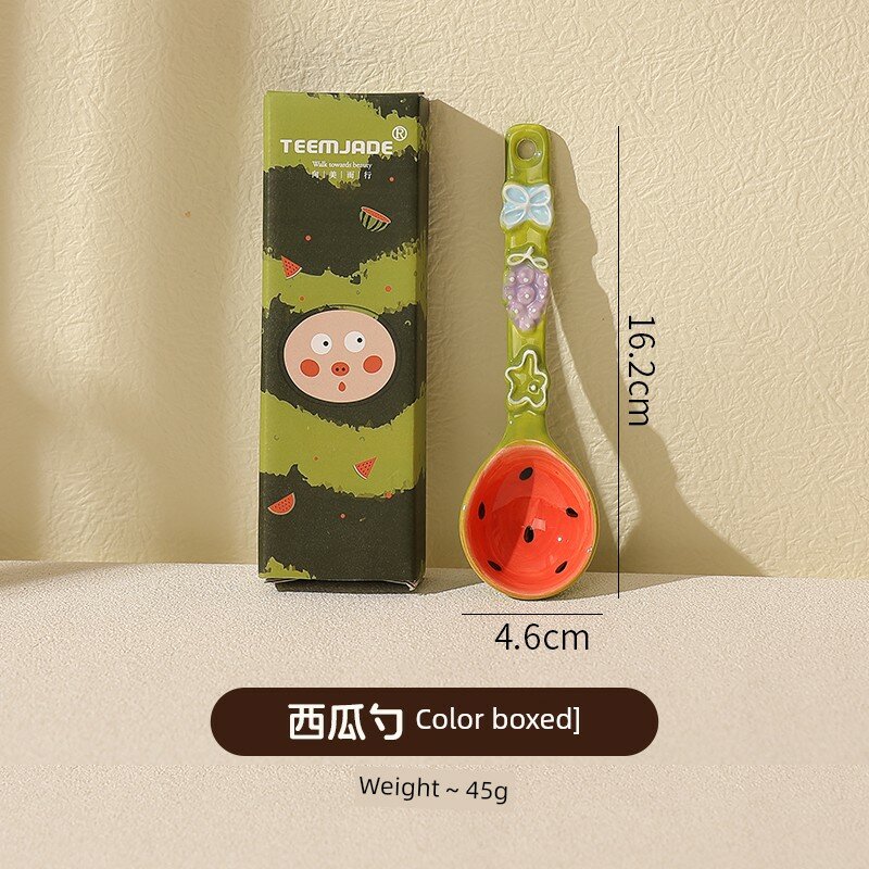 Набор посуды с арбузной тематикой, милый цвет под глазурью, креативная тарелка для фруктов, чашка, ложка, высокая