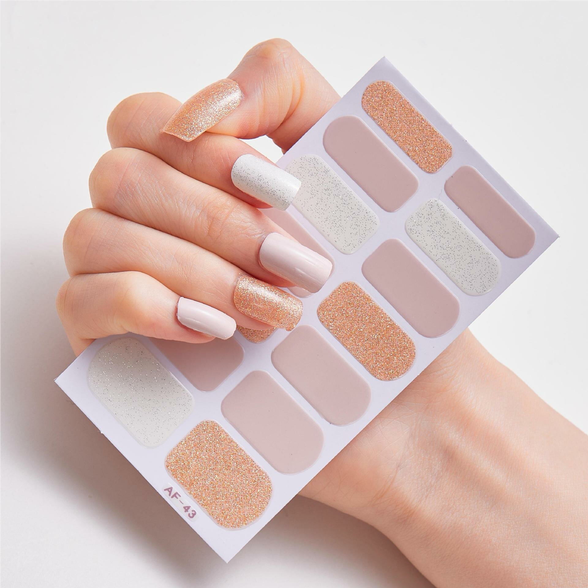 Готовые гелевые полоски для ногтей, клейкие полные обертки для гелевого маникюра, водонепроницаемые гелевые наклейки для ногтей с пилочкой и палочкой.