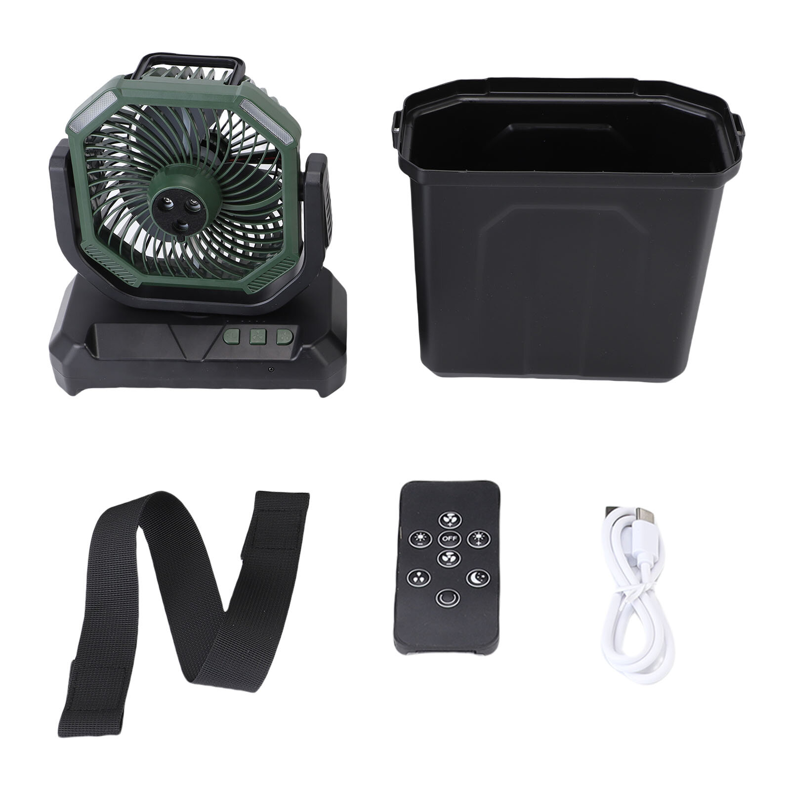 Вентилятор с функцией распыления воды, 4 режимами регулировки скорости, USB-зарядка, мощный, портативный, с пультом дистанционного управления.