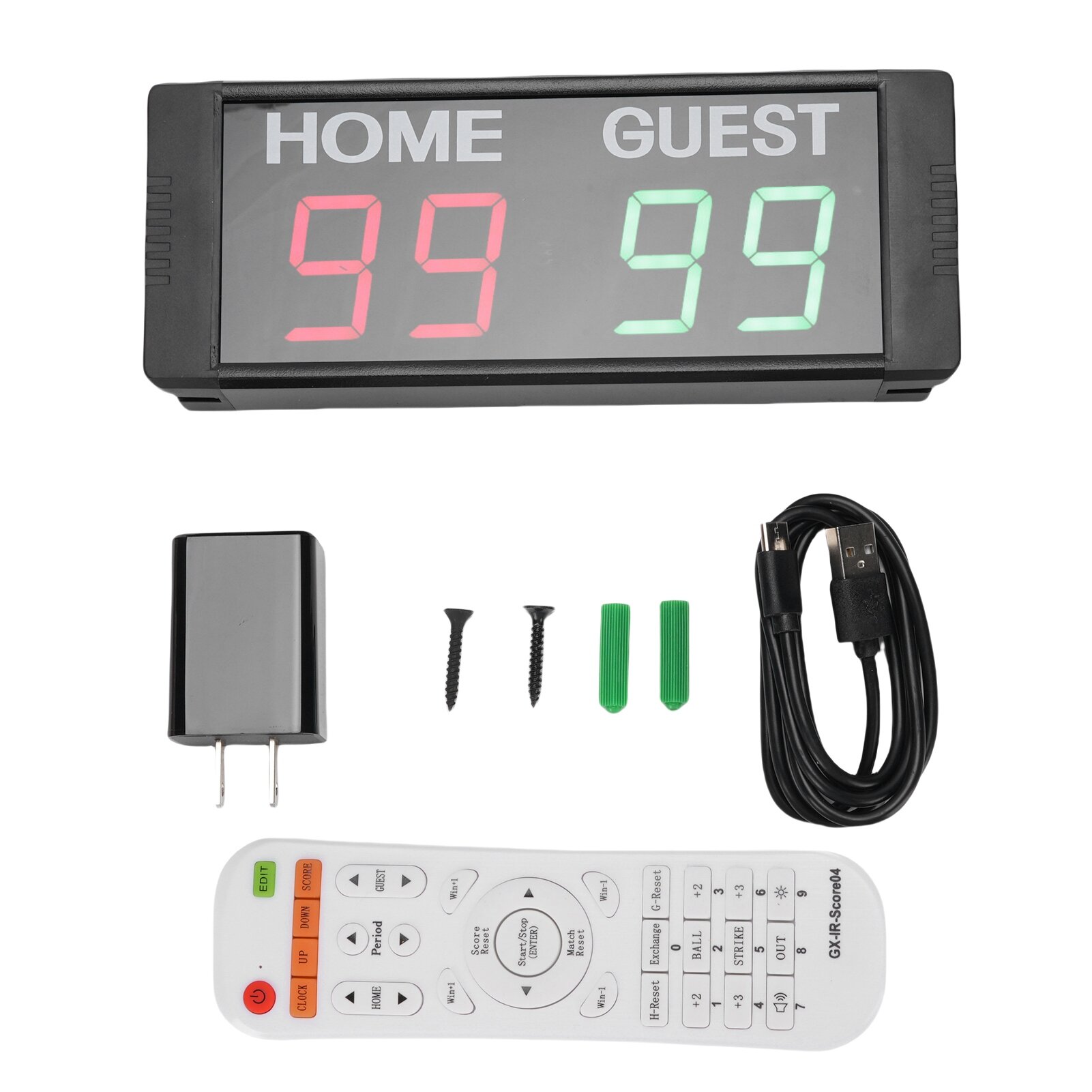 Электронное табло для подсчета очков, 1,5 дюйма, 4 разряда, красно-зеленое, портативное настольное, для волейбола, баскетбола, футбола, вилка США.