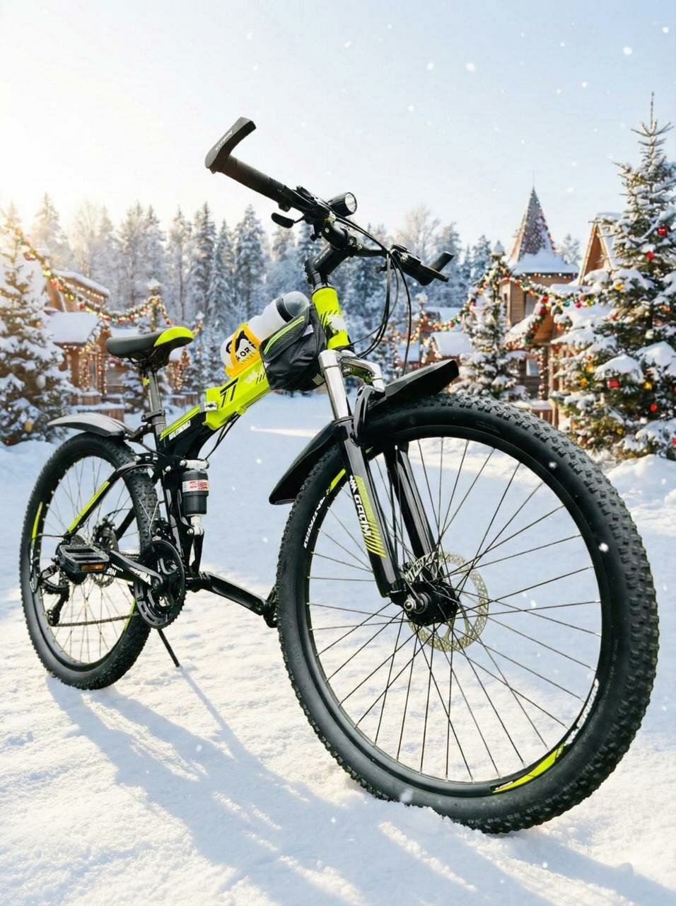 Горный складной велосипед GROM, городской, 26 дюймов / взрослый, мужской и женский для прогулки / скоростной, спортивный велик для подростков черный/желтый