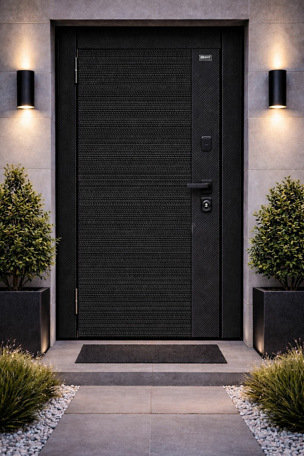 Входная дверь металлическая Black Carbon/Off-white 860x2050 Левое