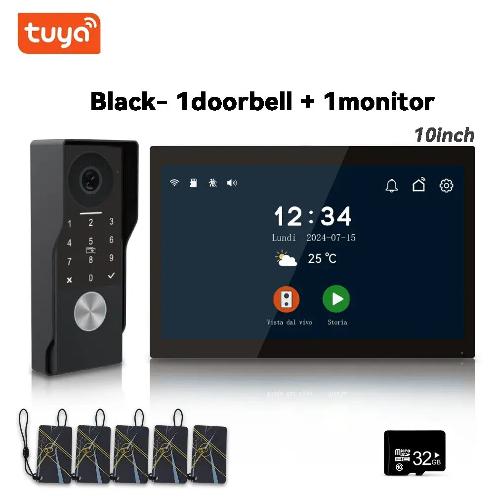 Anjielo 2-проводной умный видеодомофон TUYA 7/10 дюймов 1V1 10inch B