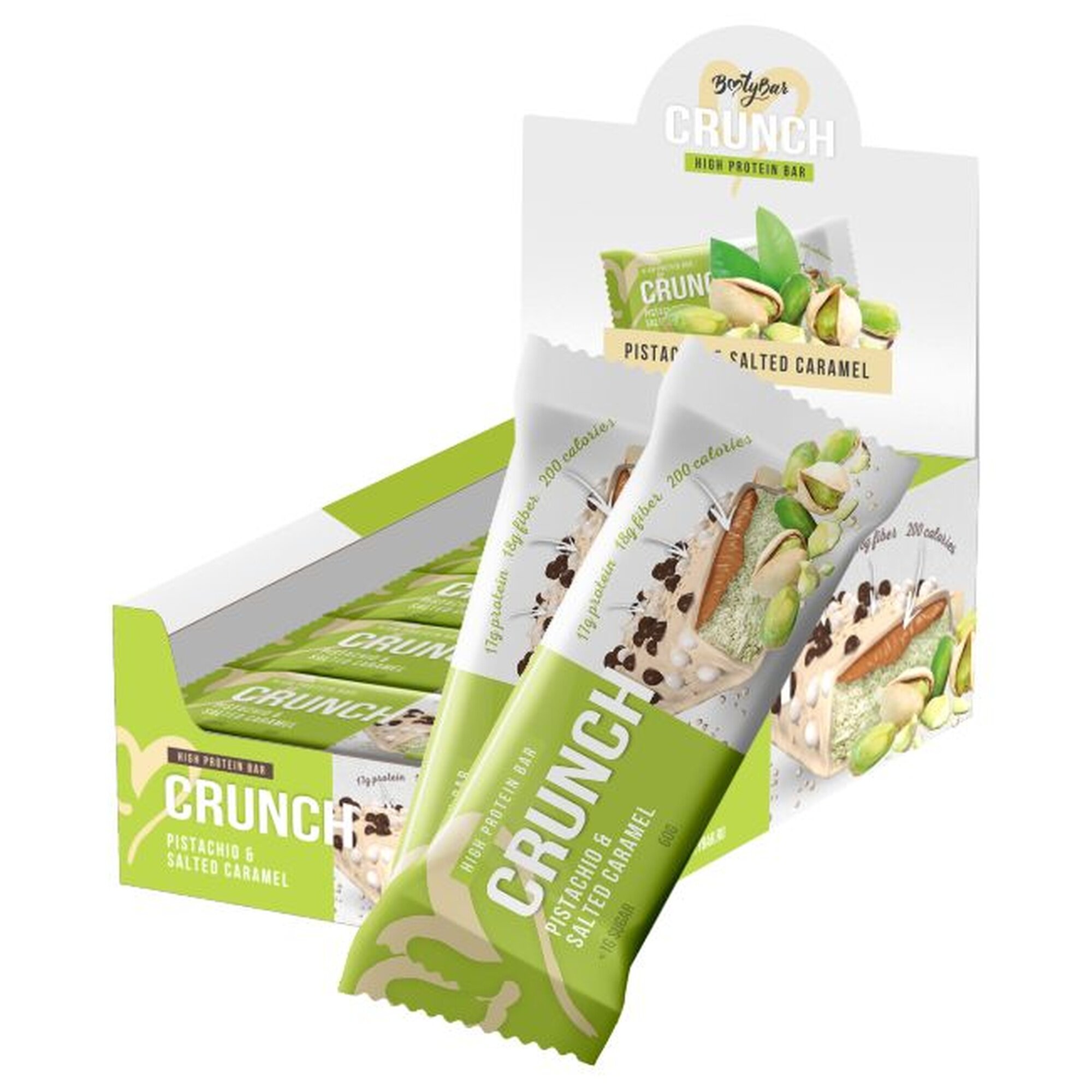 Протеиновые батончики Bootybar Crunch 16 штук по 60 г, вкус: фисташка - соленая карамель