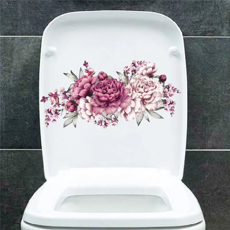 Самоклеящаяся наклейка для ванной комнаты "Прекрасные цветы" (водонепроницаемая, используется для отделки стен и унитазов)