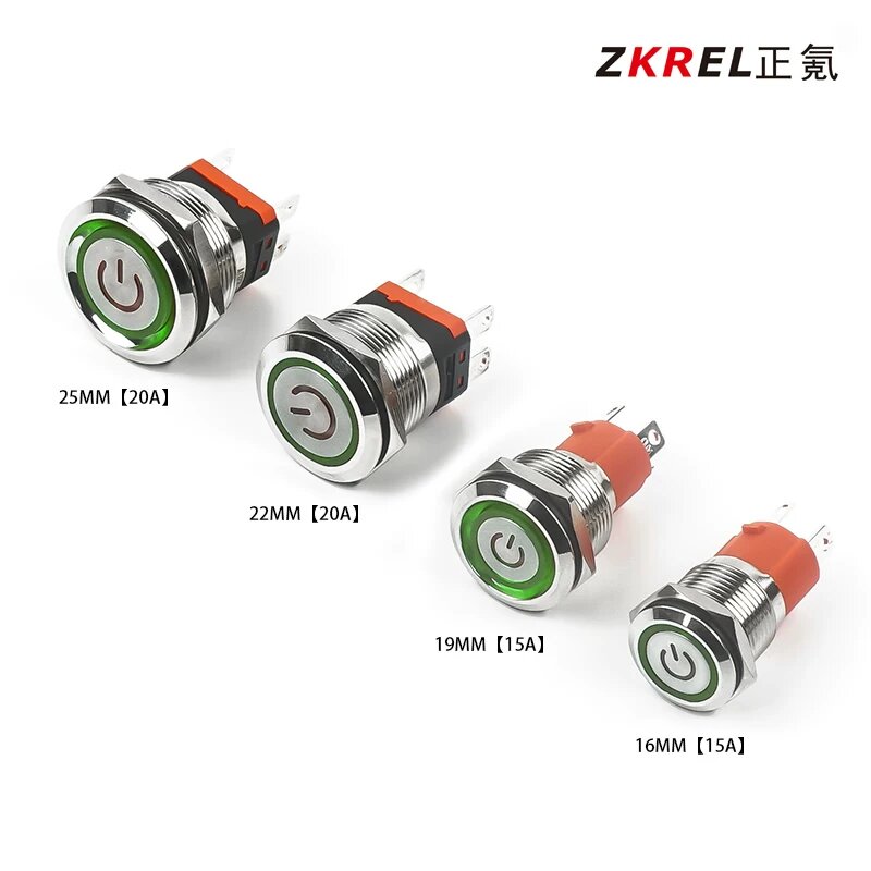 Металлический кнопочный переключатель, высокий ток, водонепроницаемый, самоблокирующийся, 12/16/22 мм, кнопка сброса питания, модифицированная, высокая мощность 20
