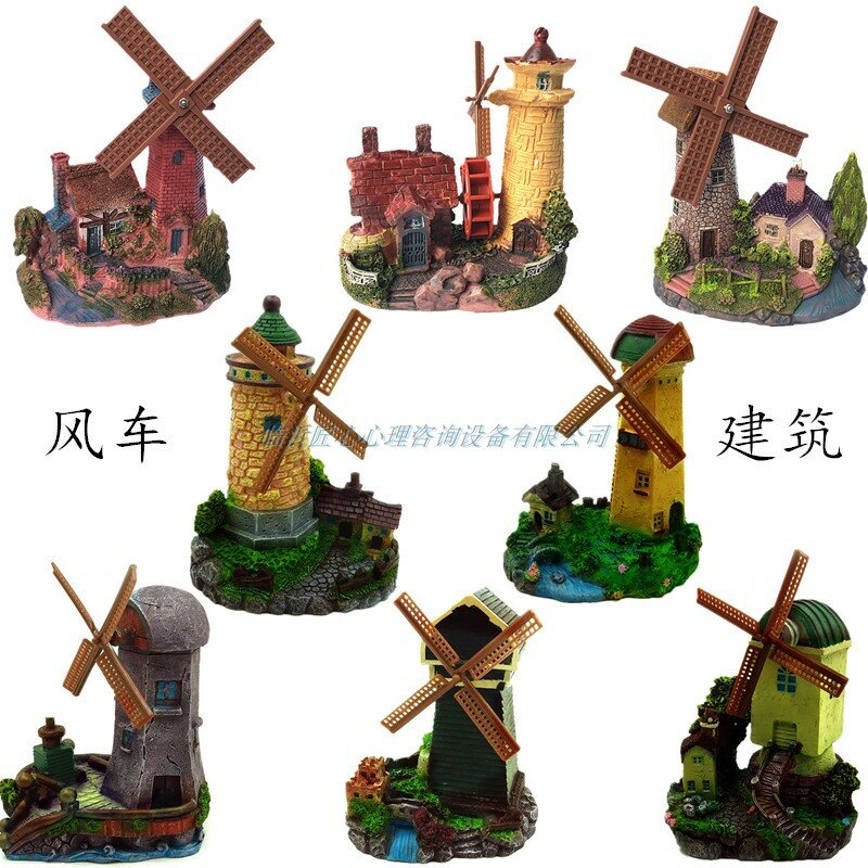 Набор психологической песочной терапии для консультирования: модель водяной маяка и ветряной мельницы в прозрачном цвете