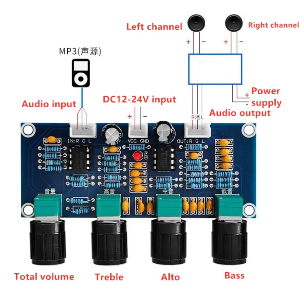 Предусилитель NE5532 Tone Board XH-A901